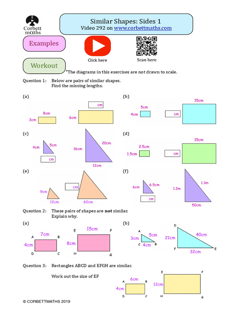 Similar Shapes Exercises and Solutions | PDF | Rectangle | Triangle