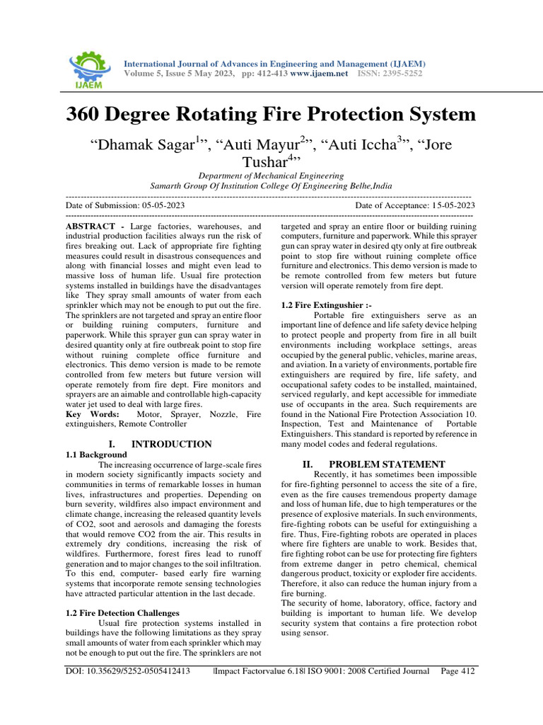 360 Degree Rotating Fire Protection System | PDF | Fires | Firefighting