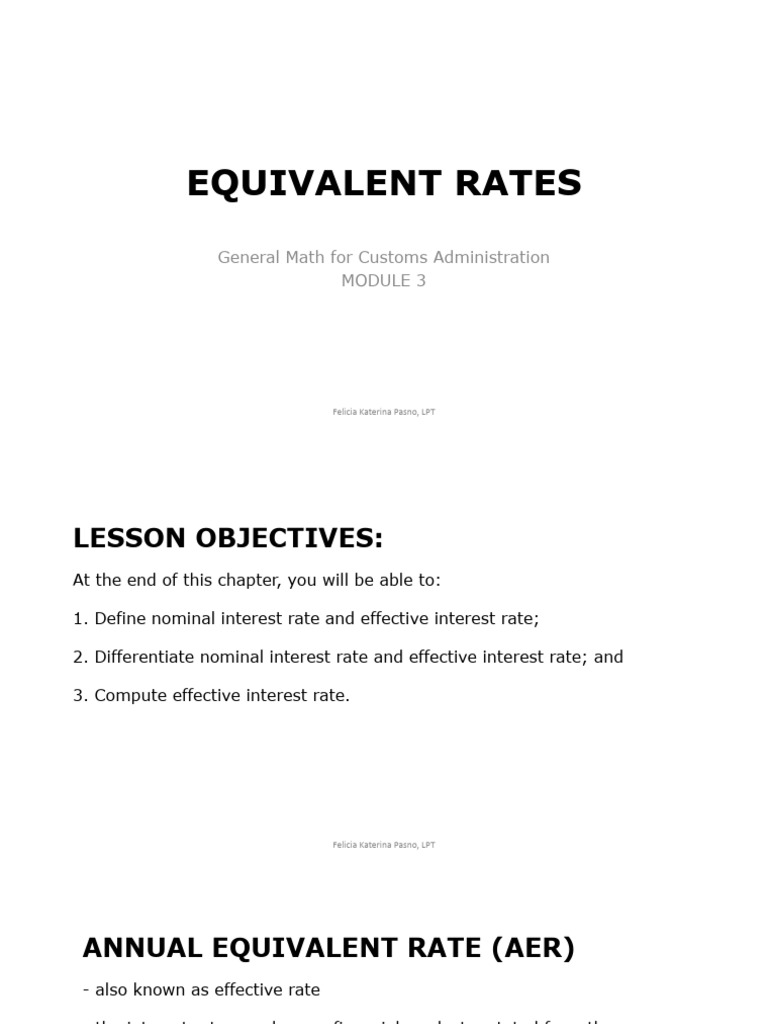 Module 3 & 4 - Equivalent Rates and Depreciation | PDF | Depreciation ...