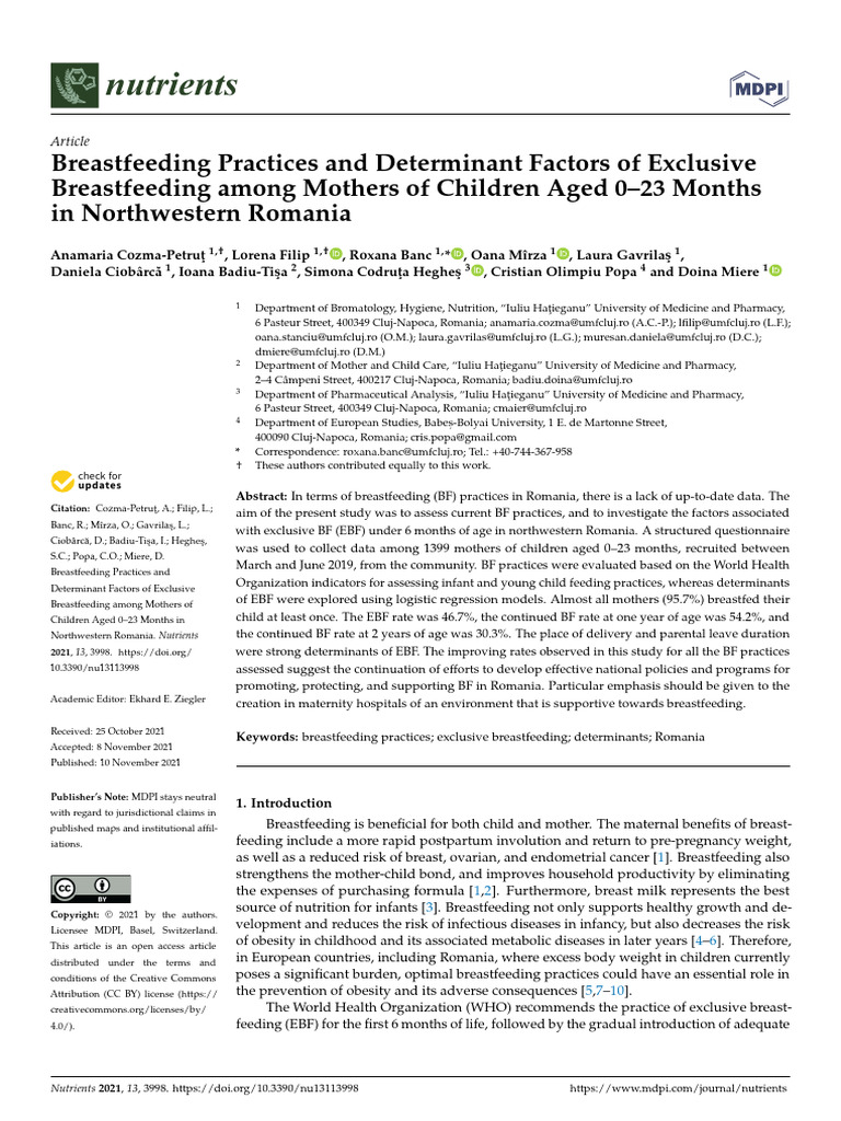 1. Breastfeeding Practices and Determinant Factors of Exclusive Breastfeeding among Mothers of ...
