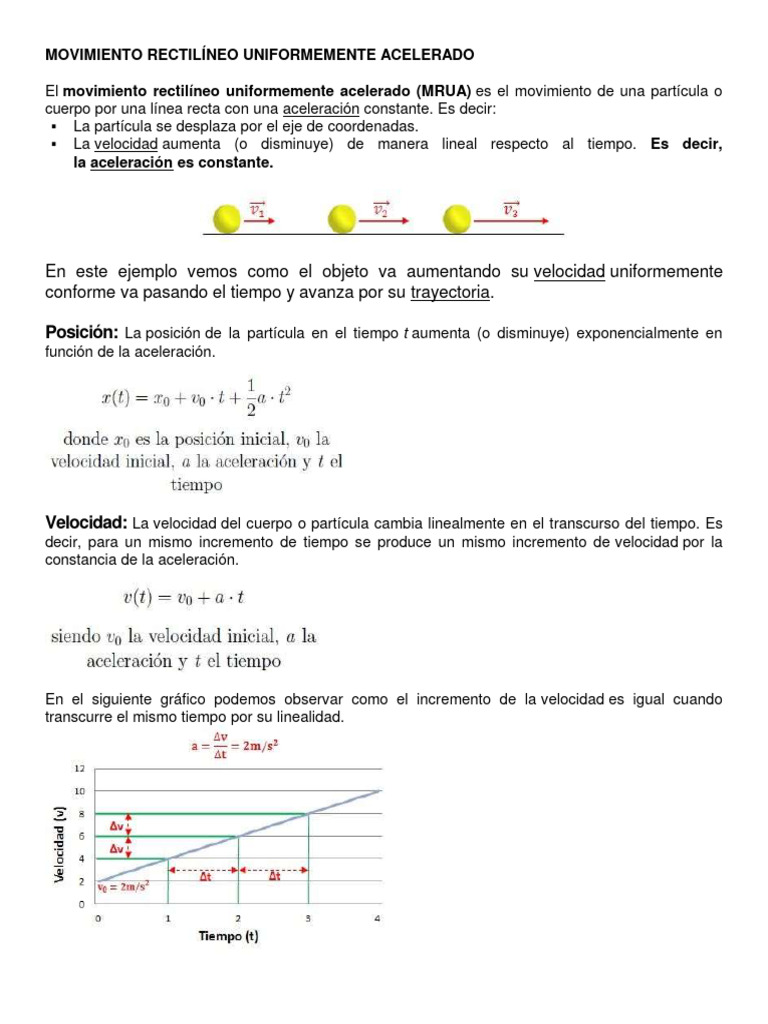 Movimiento Rectilíneo Uniformemente Acelerado | PDF | Aceleración ...