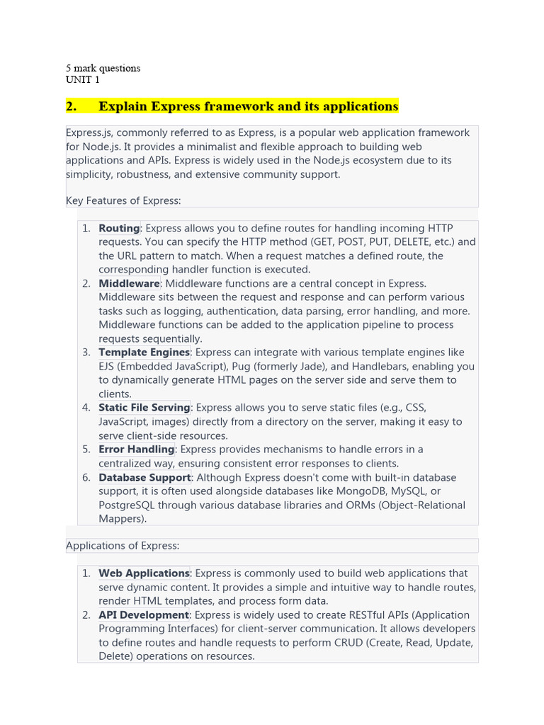 AWD Questions Final Exam - Final | PDF | Angular Js | Mongo Db AWD Questions Final Exam - Final | PDF | Angular Js | Mongo Db