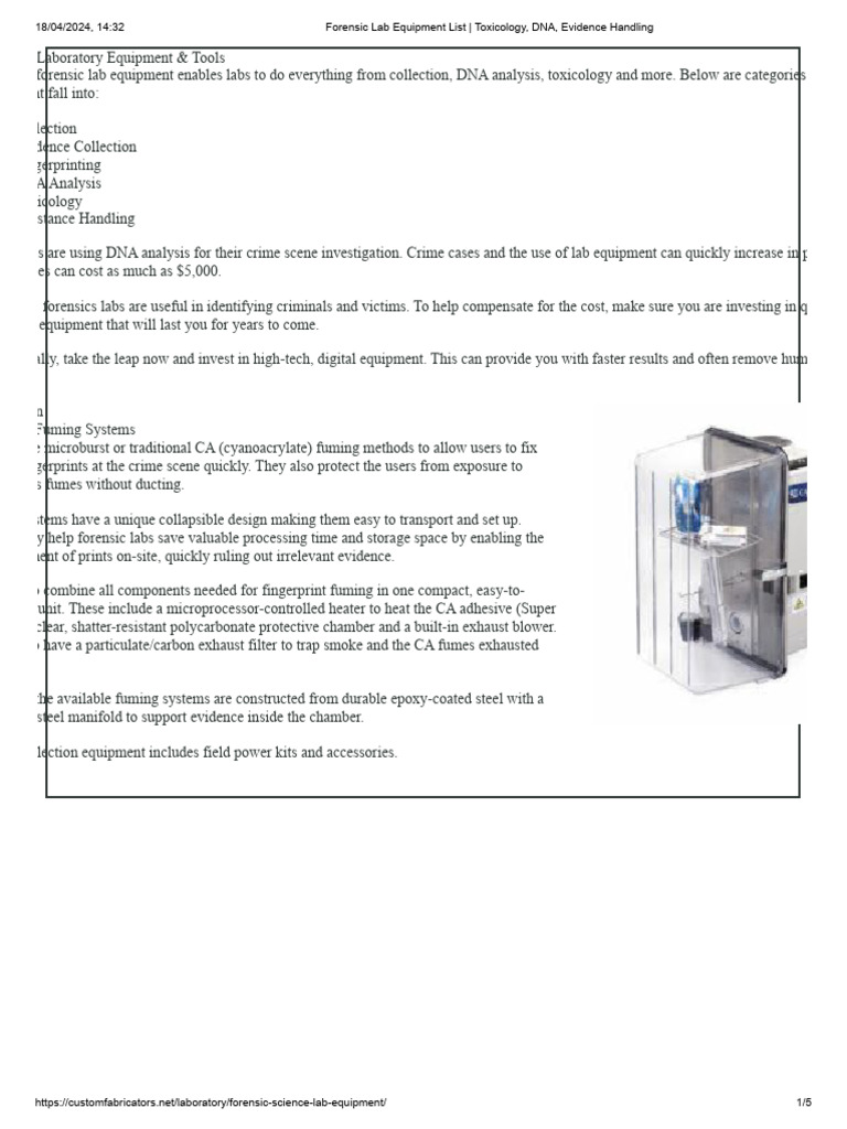 Forensic Lab Equipment Overview | PDF | Home & Garden | Science ...