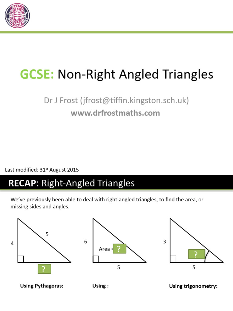 GCSE NonRightAngledTriangles | PDF | Trigonometric Functions | Triangle