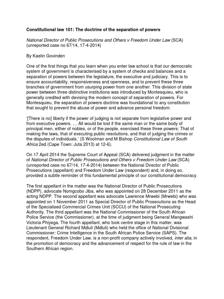 National Director of Public Prosecutions and Others V Freedom Under Law ...