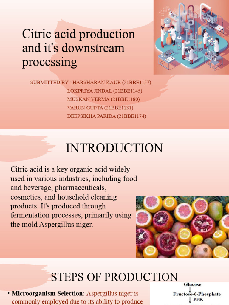 Citric Acid Production Process Overview | PDF | Acid | Chemical Compounds