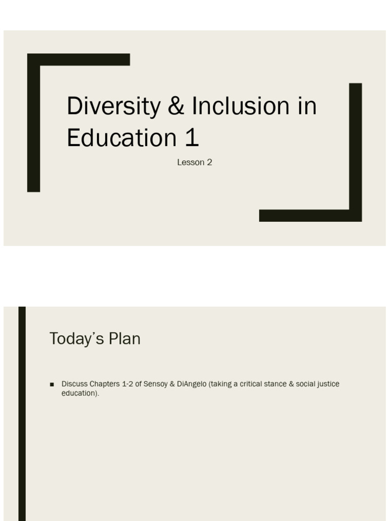 Diversity & Inclusion in Education 1: Lesson 2 | PDF | Justice | Crime ...