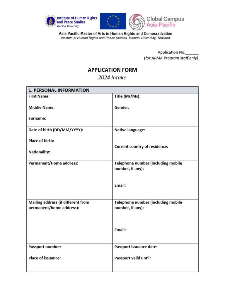 1 - APMA 2024 Application Form 1 | PDF | Career & Growth