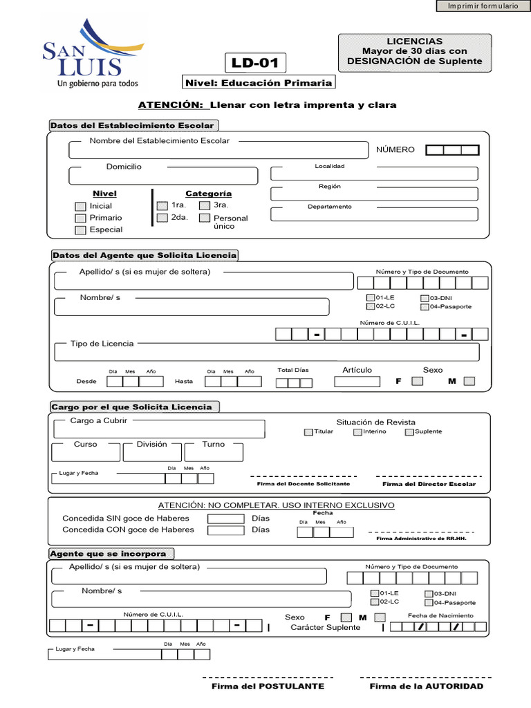 LD-01 Form | PDF