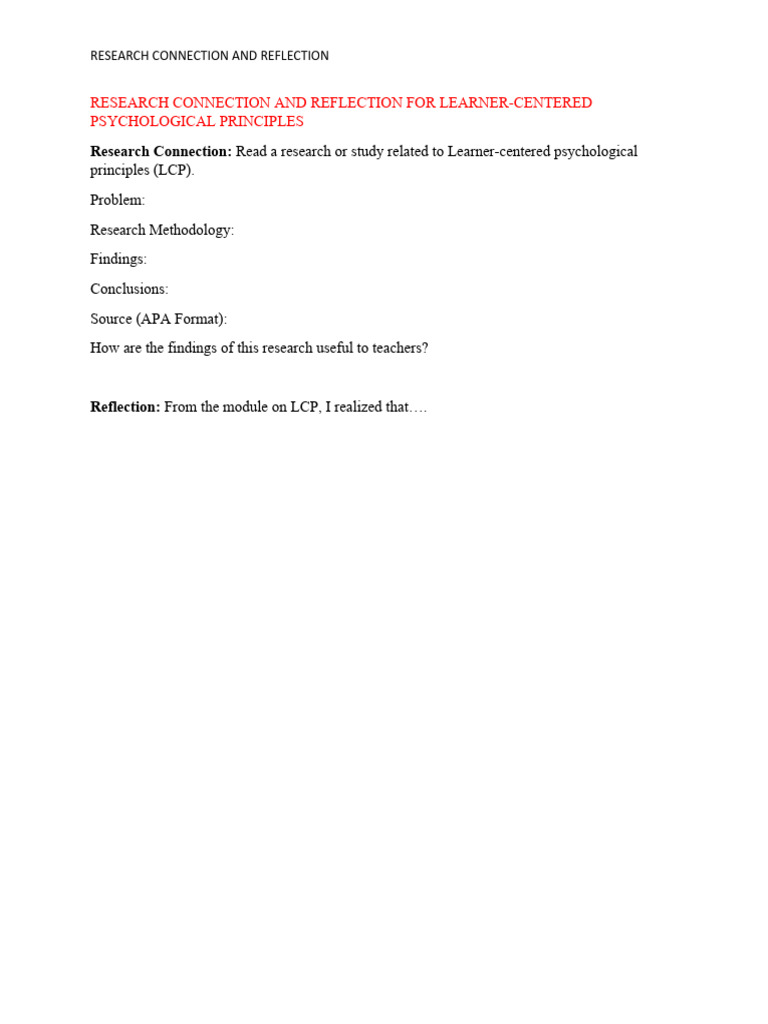 Research Connection and Reflection Modular | PDF | Developmental Psychology | Behavioural Sciences