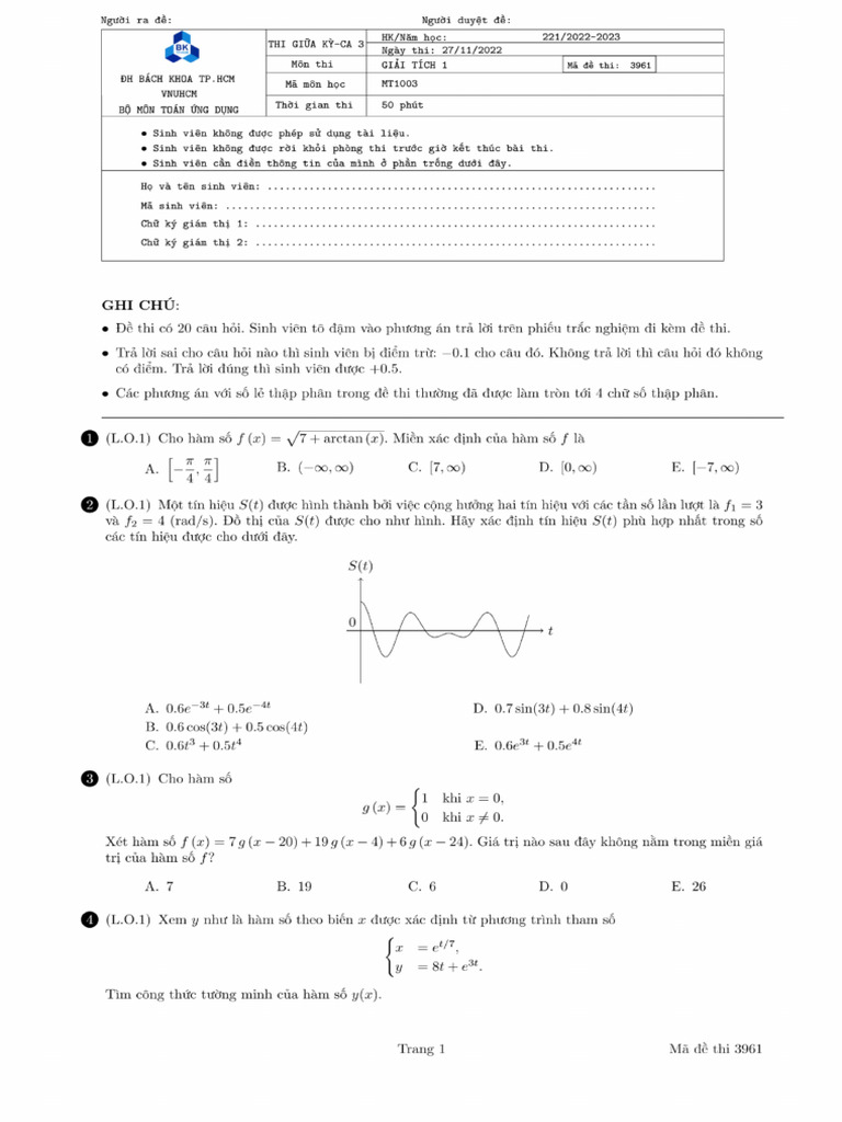Đề 3961 Không đáp án | PDF