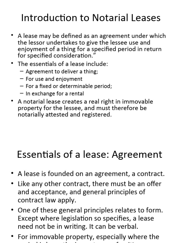 3.1 Introduction To Notarial Leases | PDF | Lease | Civil Law (Common Law)