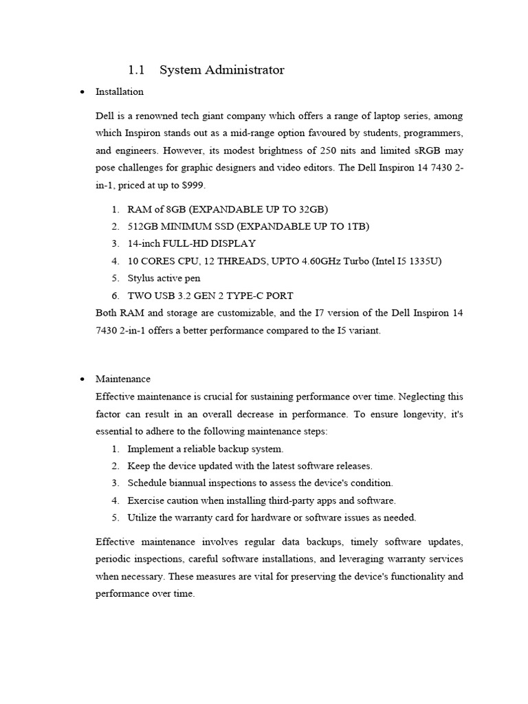 System Administrator OSCA | PDF | Laptop | Multi Core Processor