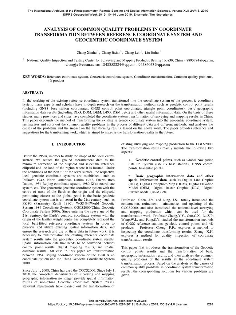 Quality Issues in Coordinate Transformation | PDF | Geodesy | Cartography