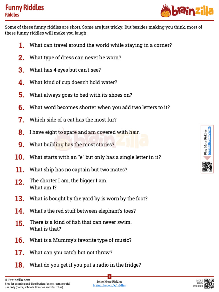 Funny Riddles to Challenge Your Mind | PDF | Young Adult