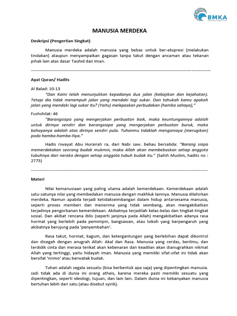 Pengertian Manusia Merdeka | PDF