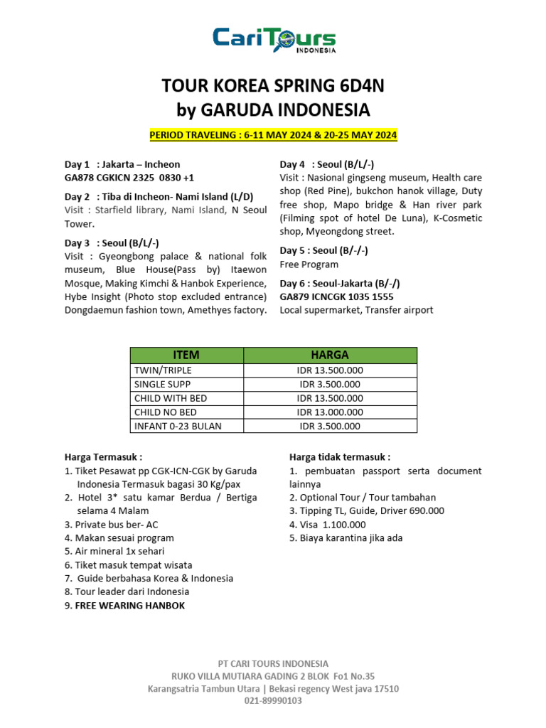 Itin Korea 6 May & 20 May 24 | PDF | Bisnis