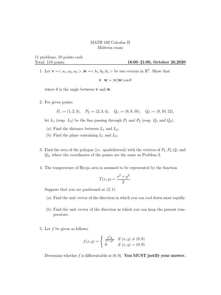 2020_mid | PDF | Mathematical Analysis | Mathematics