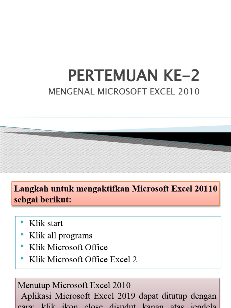 Mengenal Microsoft Excel 2010 | PDF | Metode & Bahan Ajar | Komputer