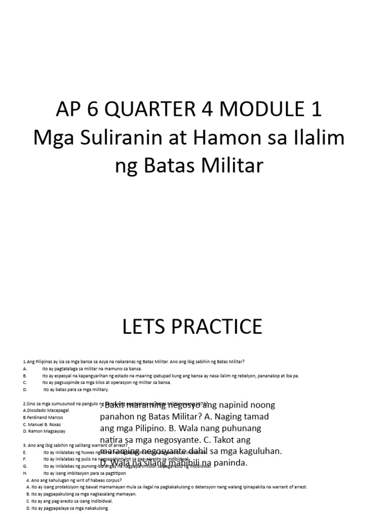 AP 6 Quarter 4 Module 1 | PDF