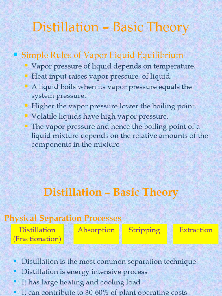 Basics of Distillation Process @equipments. | PDF | Distillation ...