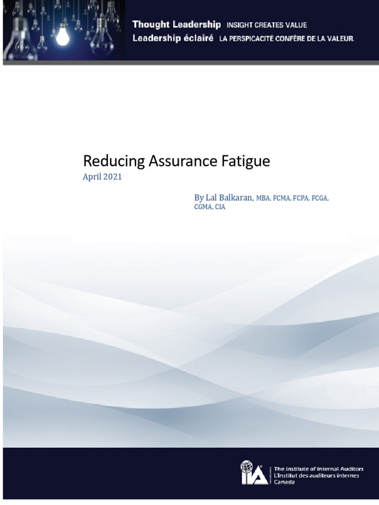 Reducing Assurance Fatigue | PDF | Internal Audit | Audit