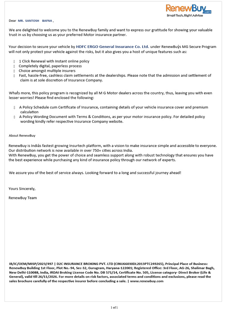 Welcome to RenewBuy Motor Insurance | PDF | Insurance | Liability Insurance