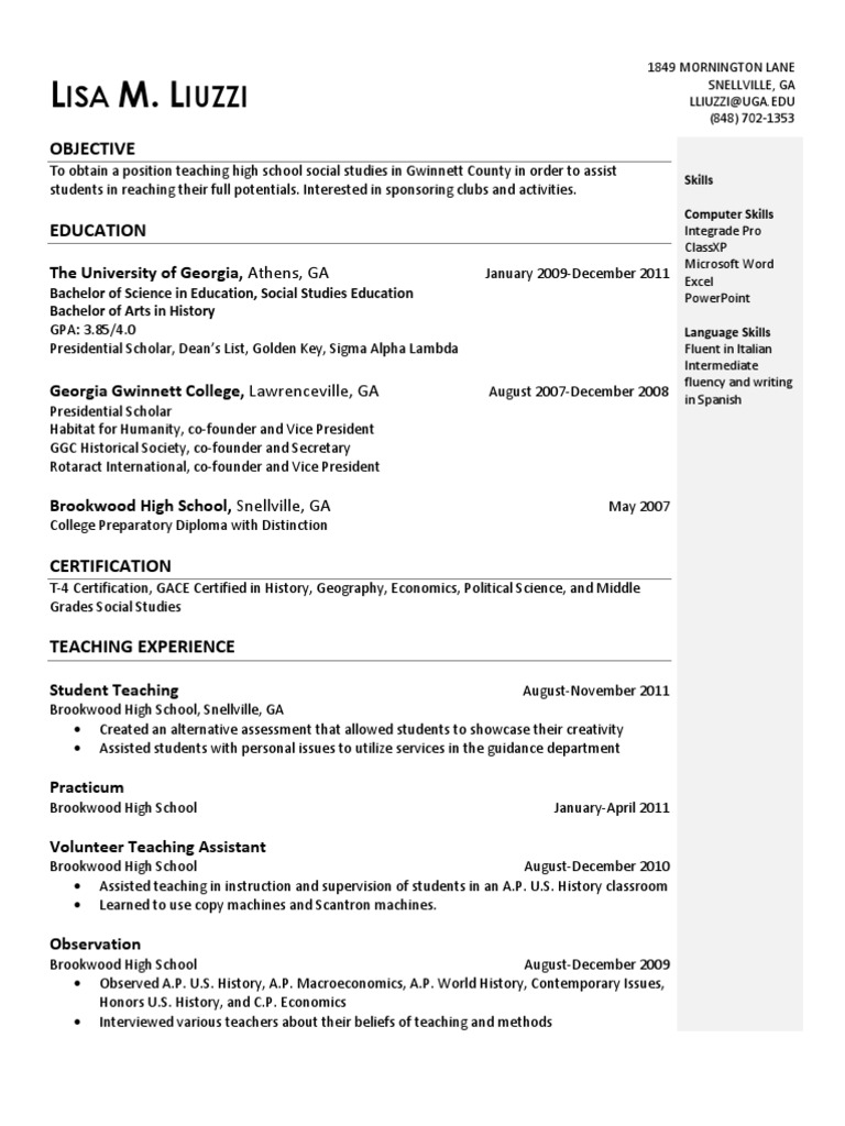 New Resume | PDF | Secondary School | Georgia (U.S. State)