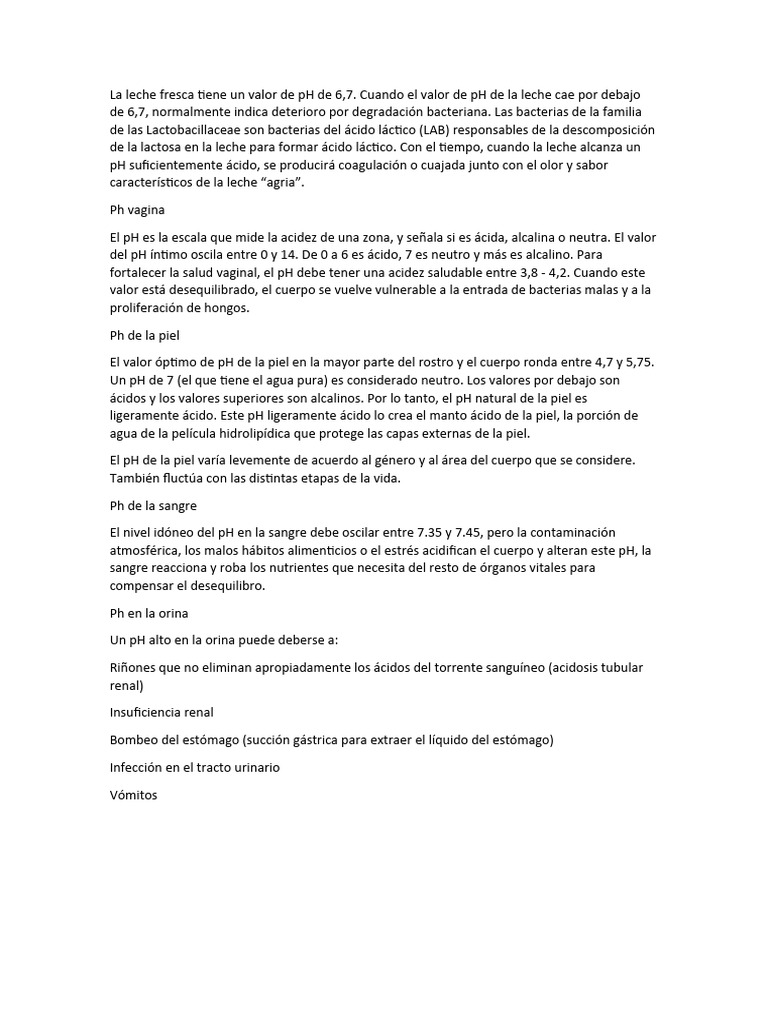 Guía de pH en Líquidos y Cuerpos | PDF | Ph | Orina