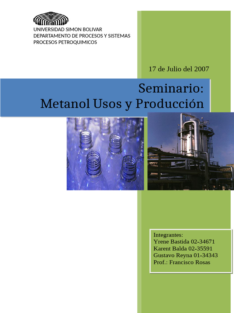 Usos y Producción de Metanol | PDF | Metanol | Catálisis