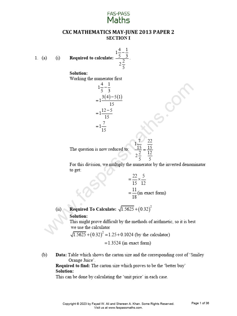 CSEC Maths 2013 June Past Paper Solutions | PDF | Interest | Triangle