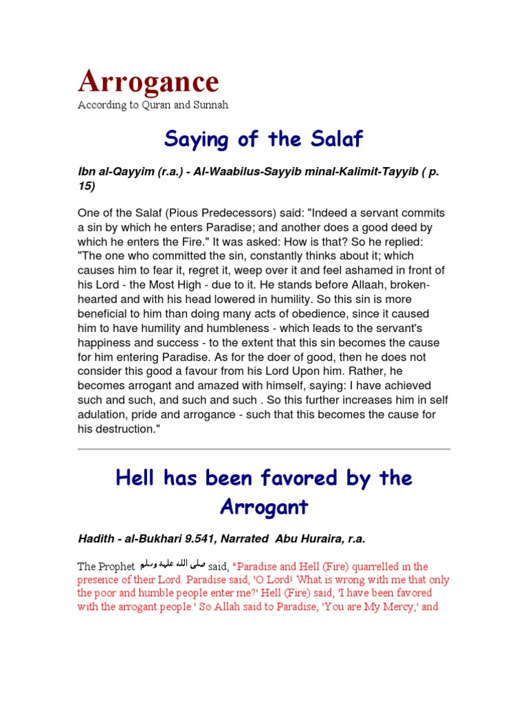 Arrogance | PDF | Sin | Religious Belief And Doctrine