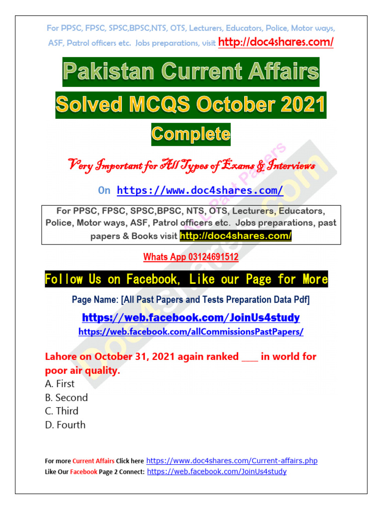 Pakistan Exam Prep & Current Affairs | PDF | Pakistan | Government Of ...