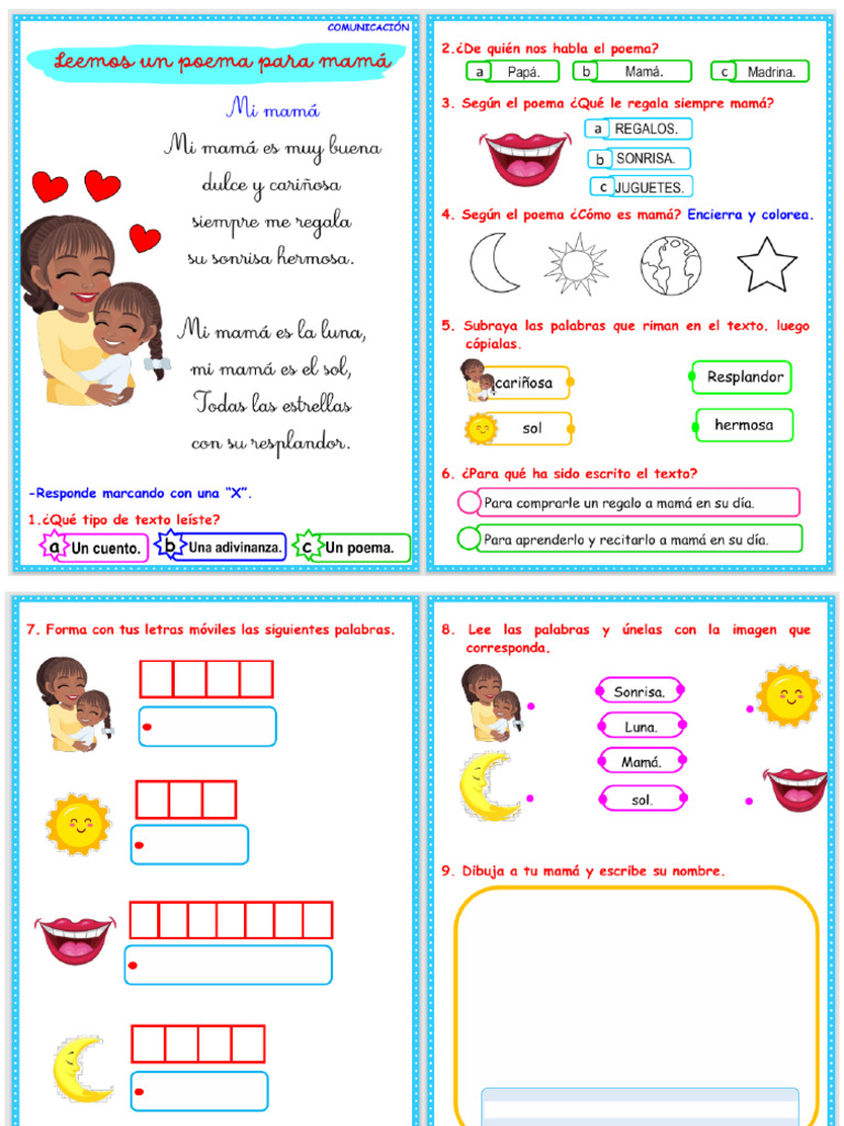 Ficha Leemos Un Poema Para Mamá Pdf