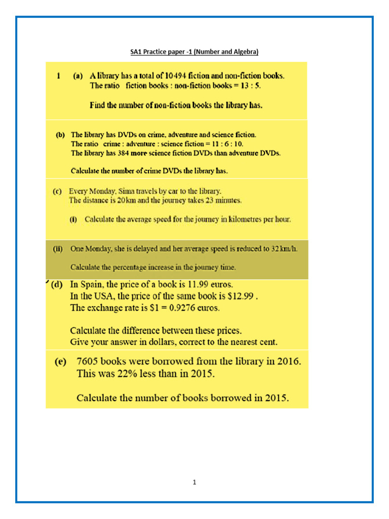 Yr 10 - SA1 Practice Paper - 1 | PDF | Technology & Engineering