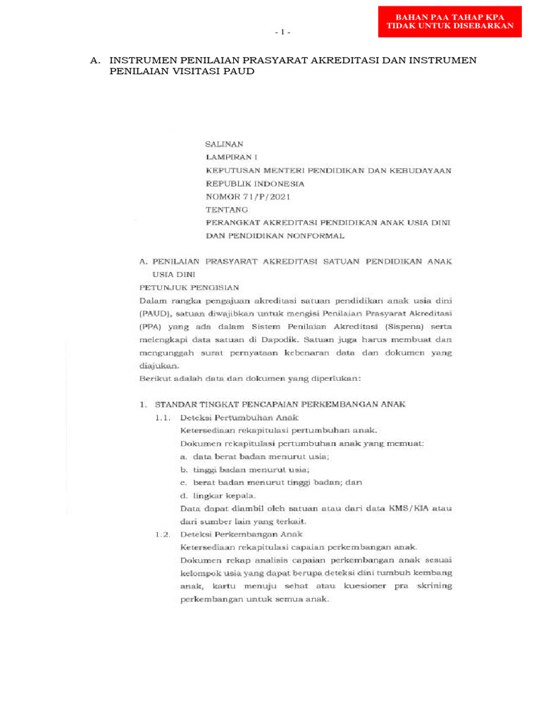 Instrumen Ppa Dan Manual Paud-Paa Tahap Kpa | PDF | Pengembangan Diri