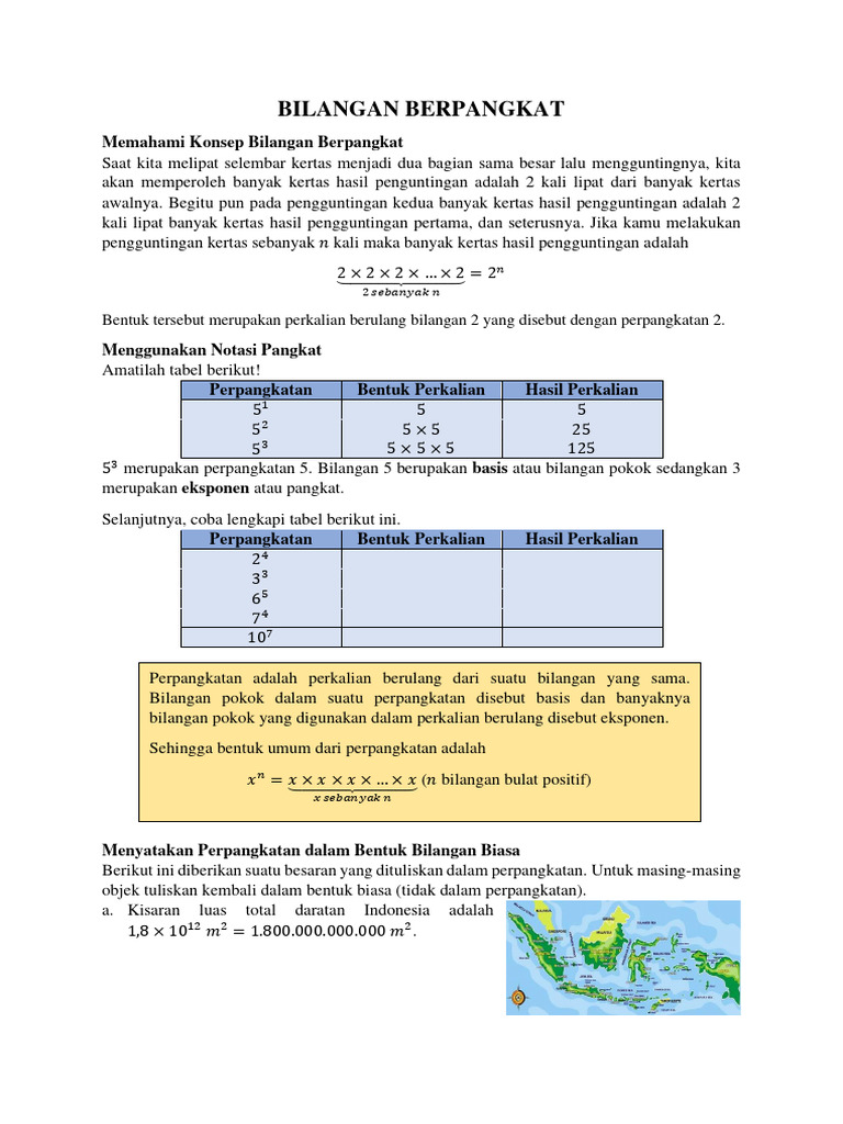 Konsep dan Notasi Bilangan Berpangkat | PDF | Metode & Bahan Ajar