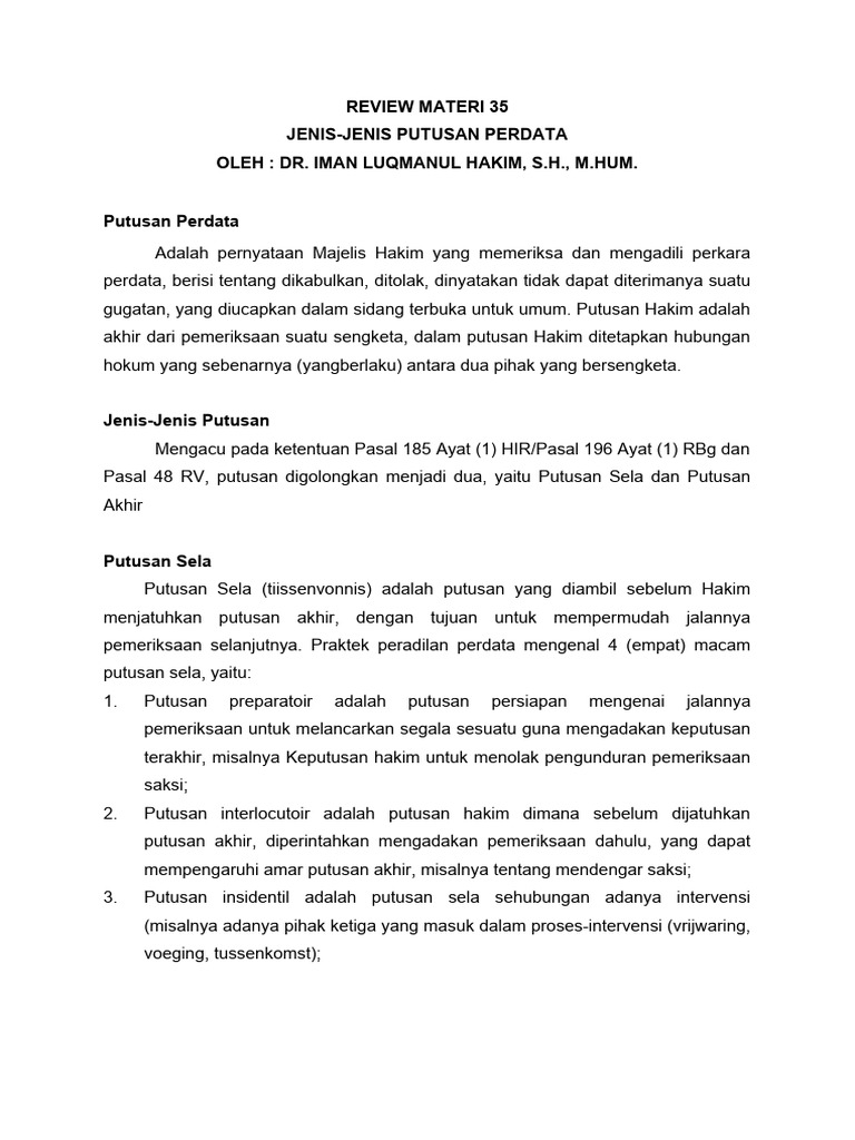 Jenis Putusan Perdata | PDF