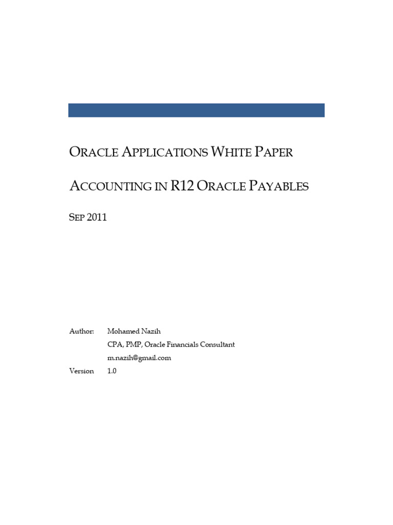 Oracle Applications White Paper Accounti | PDF | Accounts Payable ...
