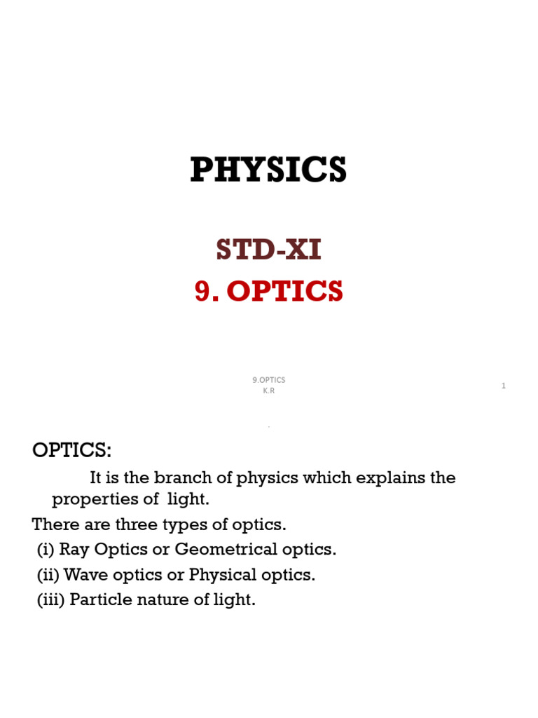 Optics | PDF | Optics | Refractive Index