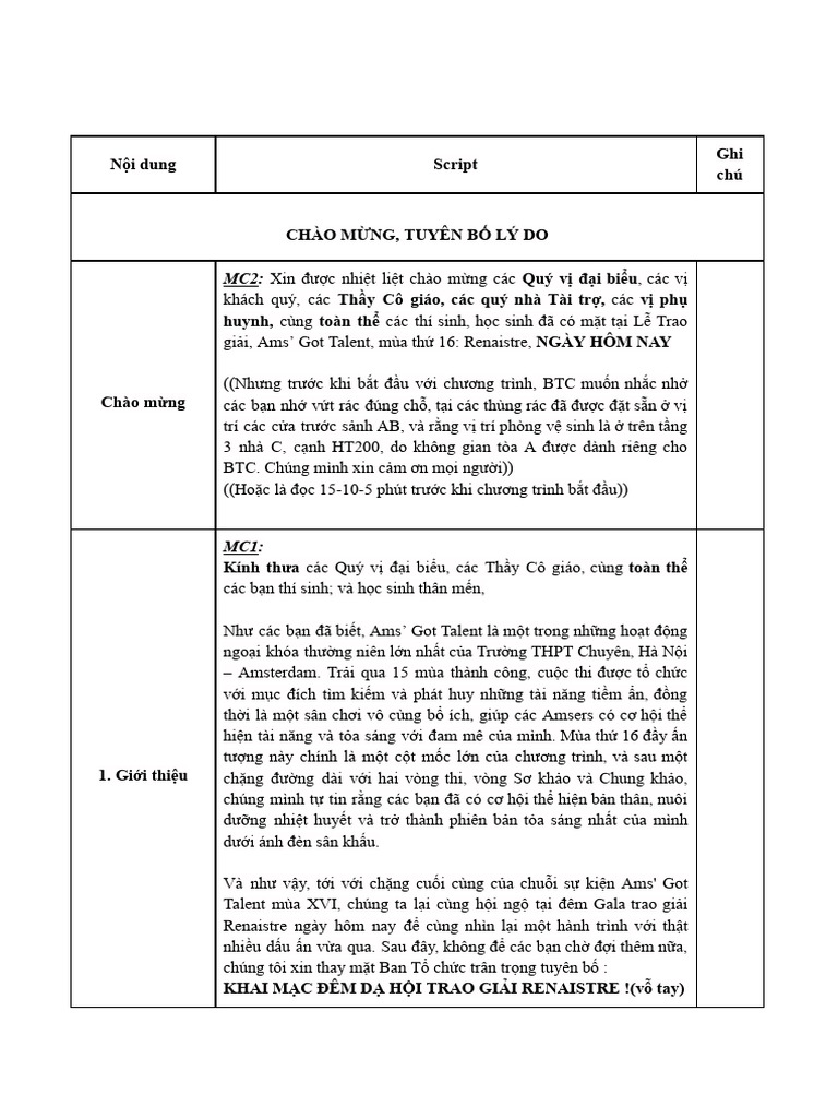 Script MC Gala Agt Xvi | PDF