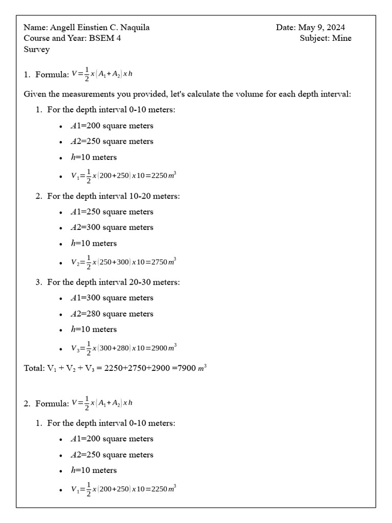 A1 200 Square Meters A2 250 Square Meters H 10 Meters: V X A XH | PDF | Visual Cortex | Visual ...