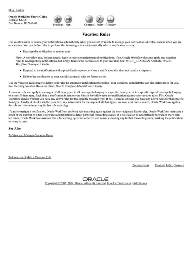Oracle Vacation Rules2 | PDF