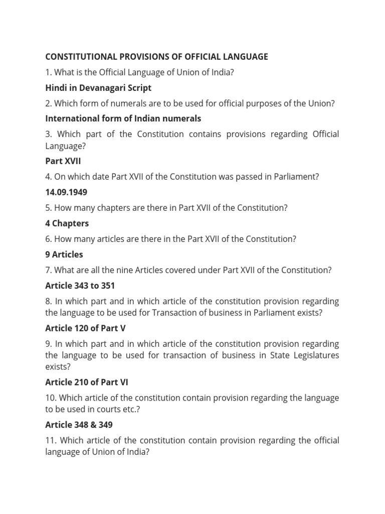 Official Language Provisions in India | PDF | Cultural Assimilation ...