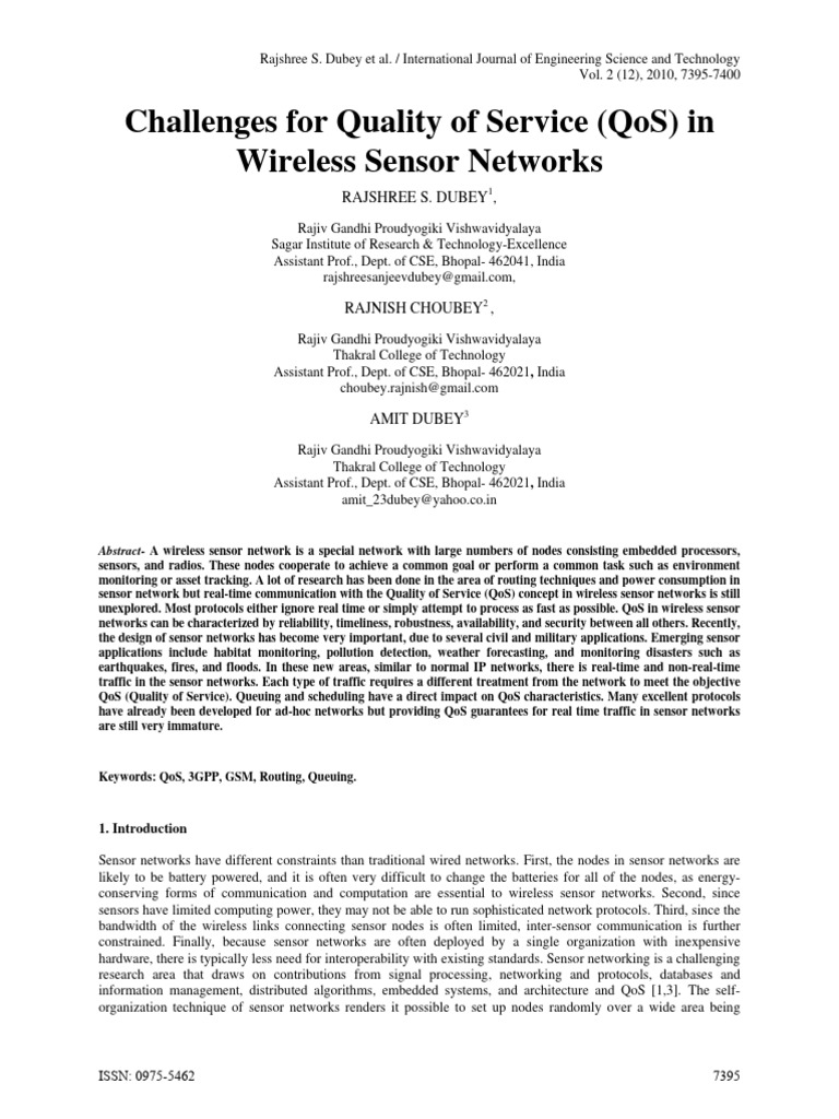 Challenges For Quality of Service QoS in Wireless | PDF | Computer Network | Wireless Sensor Network
