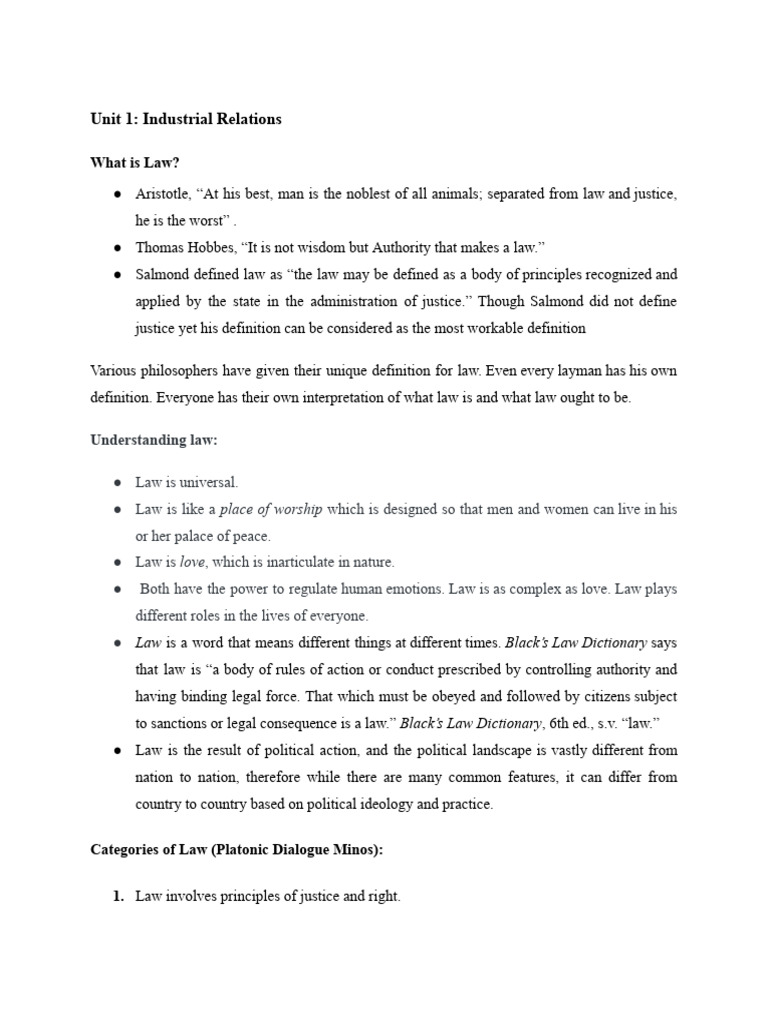 Unit 1 Industrial Relations Download Free Pdf Employment