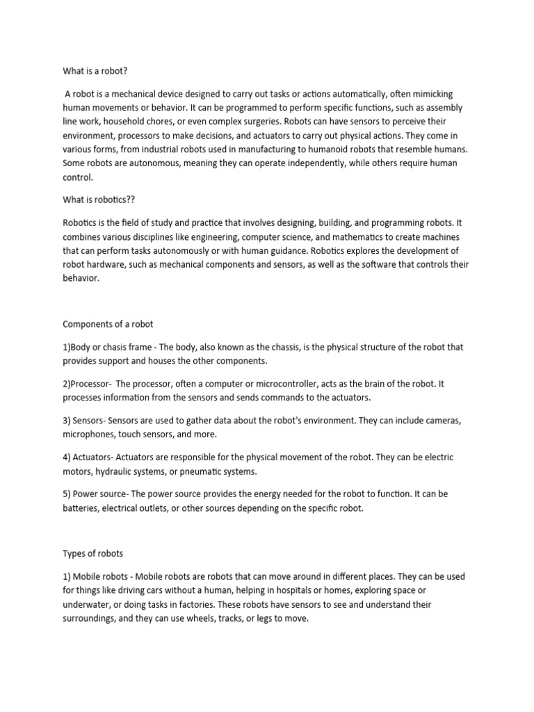 Presentation On ROBOTS AND ROBOTICS | Download Free PDF | Robot | Robotics