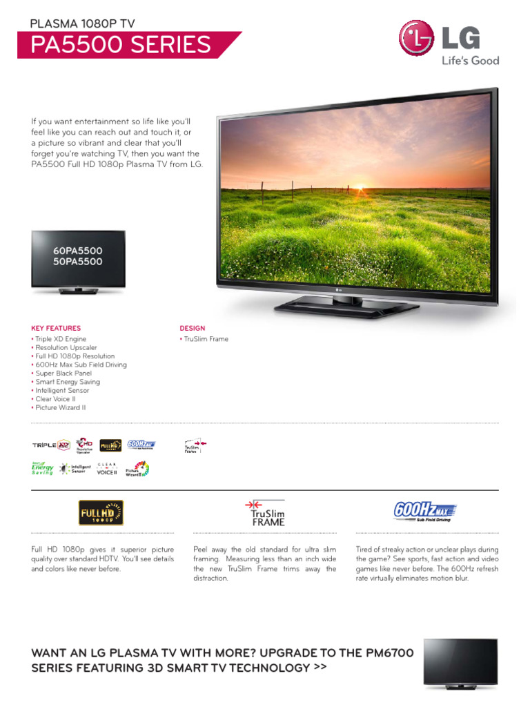 LG TV PA5500 Spec | Download Free PDF | Television | Hdmi
