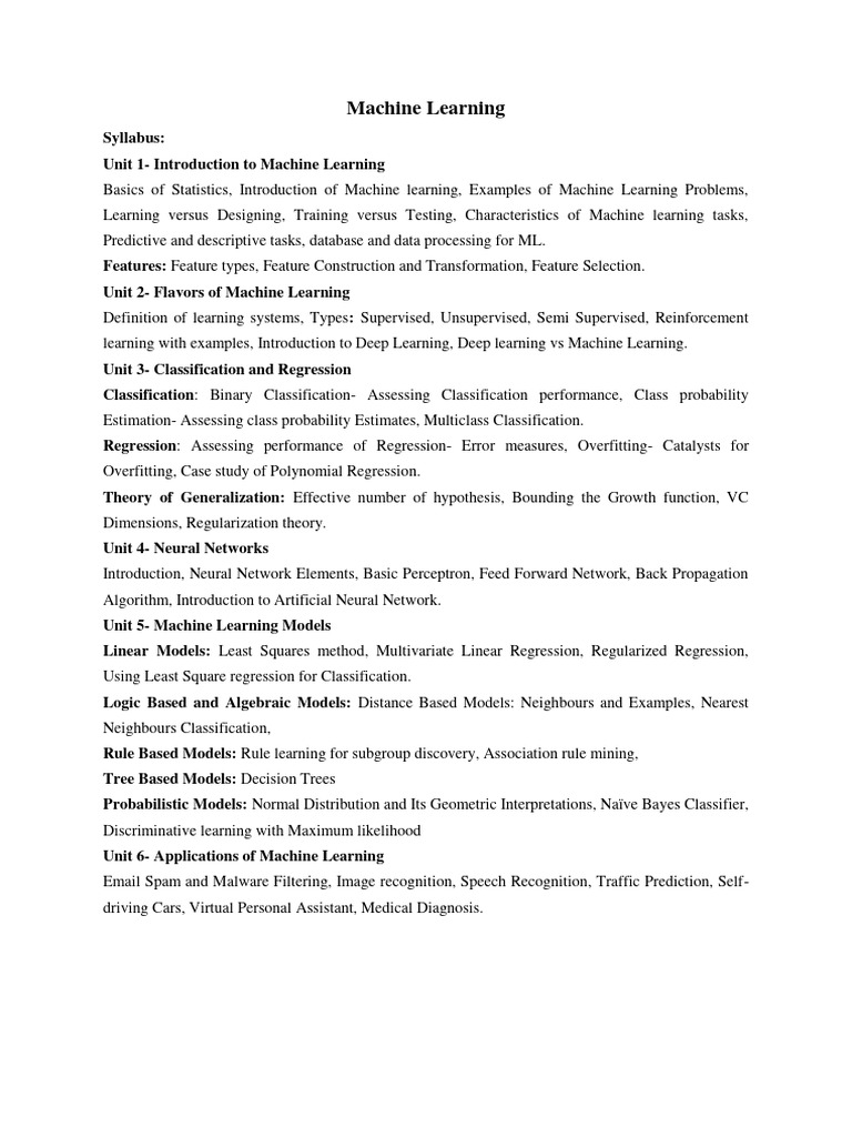 Machine Learning Notes | PDF | Statistics | Machine Learning Machine Learning Notes | PDF | Statistics | Machine Learning