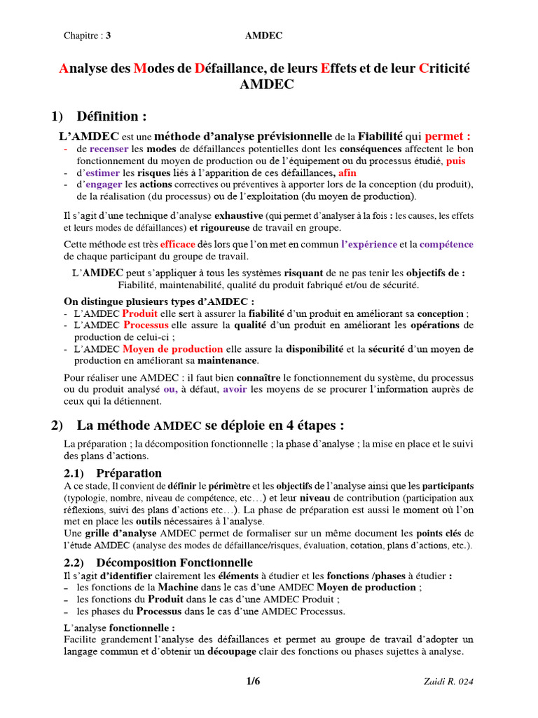 AMDEC : Analyse des Défaillances et Risques | PDF | Ingénierie de fiabilité